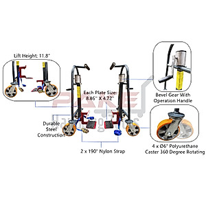 Manual Furniture and Crate Mover (Set of 2) with PU Swivel Casters - Safe and Easy Lifting -1320 lbs Capacity, Machinery Mover Pake Handling Tools Brand (PU on Steel Caster)