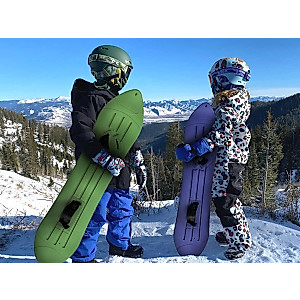 Slippery Racer Kids Snowboard with Adjustable Bindings for Beginners-Blue (Blue)