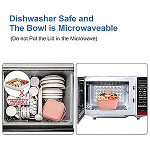 Freshmage Salad Lunch Container To Go, 52-oz Salad Bowls with 3 Compartments, Salad Dressings Container for Salad Toppings, Snacks, Men, Women (Pink)