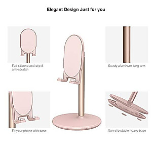 Bright Stone Phone Stand for Desk, Adjustable Tablet Stand Phone Holder for Desk, Compatible with 4"-12.9" Phones/Tablet/iPhone/iPad/Switch (Pink)