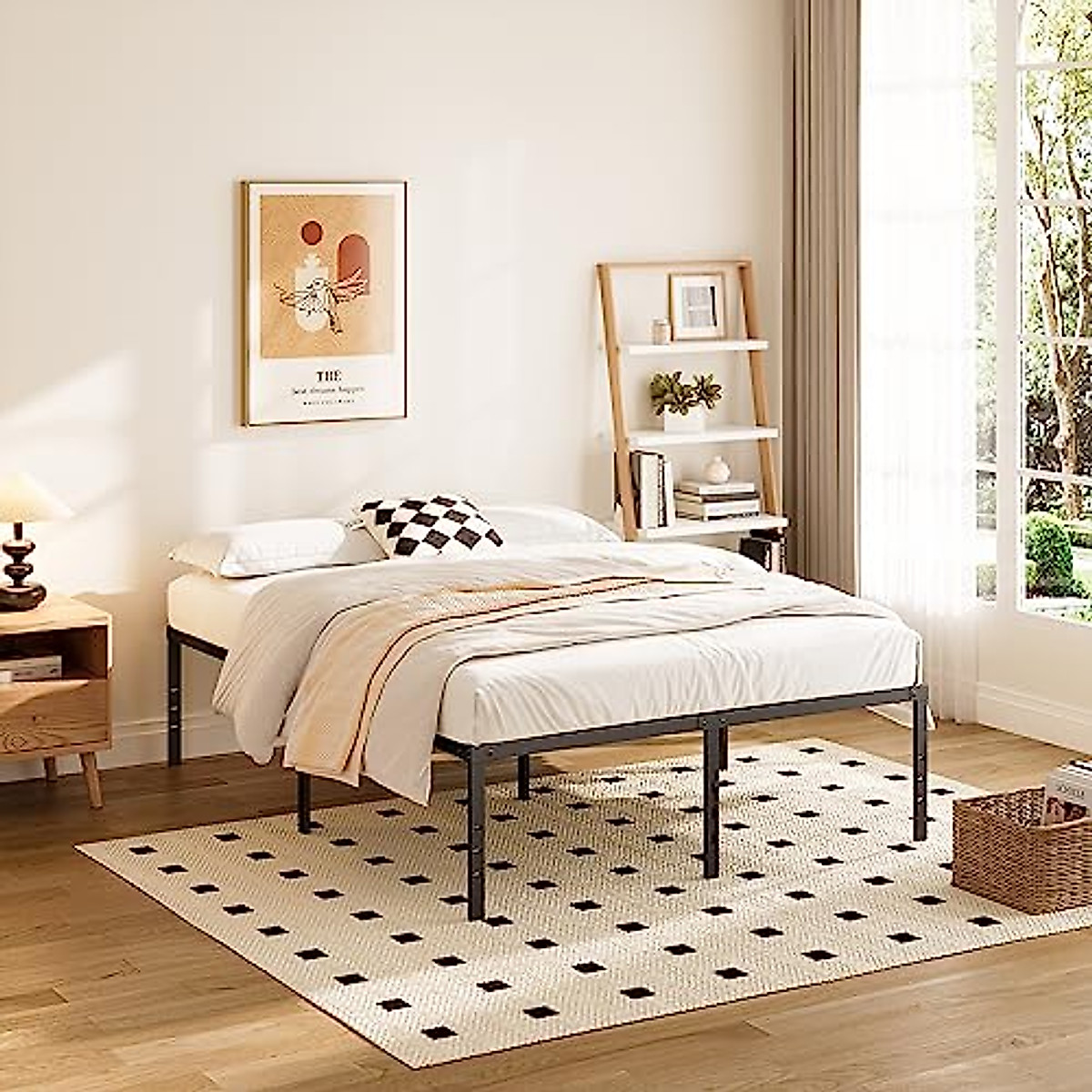 Besebay California King Bed Frame 14 Inch Heavy Duty Metal Frames with Steel Slats Support Ample Storage No Box Spring Needed, Easy Assembly, Noise Free, Black