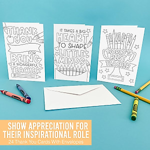 24 Fill In The Blank Teacher Thank You Cards From Student - Teacher Gift Card Teacher Appreciation Cards Bulk, Thank You Teacher Cards From Student, Bulk Thank You Cards For Teachers Appreciation Card
