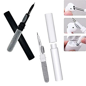 Earbuds Cleaning Pen Multifunction Airpod Cleaner Kit Soft Brush Wireless Earphones Bluetooth Headphones Charging Accessories Computer Camera and Mobile Phone Devices Black and White Color (White)