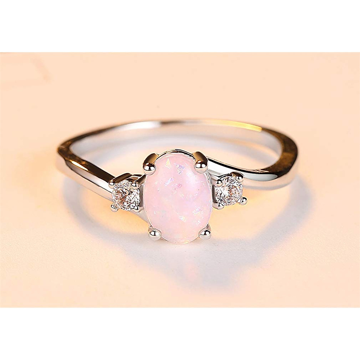 YAZILIND Oval Opal Cubic Zirconia Wedding Engagement Ring Ladies Mom Birthday Party Jewelry(Size 9)