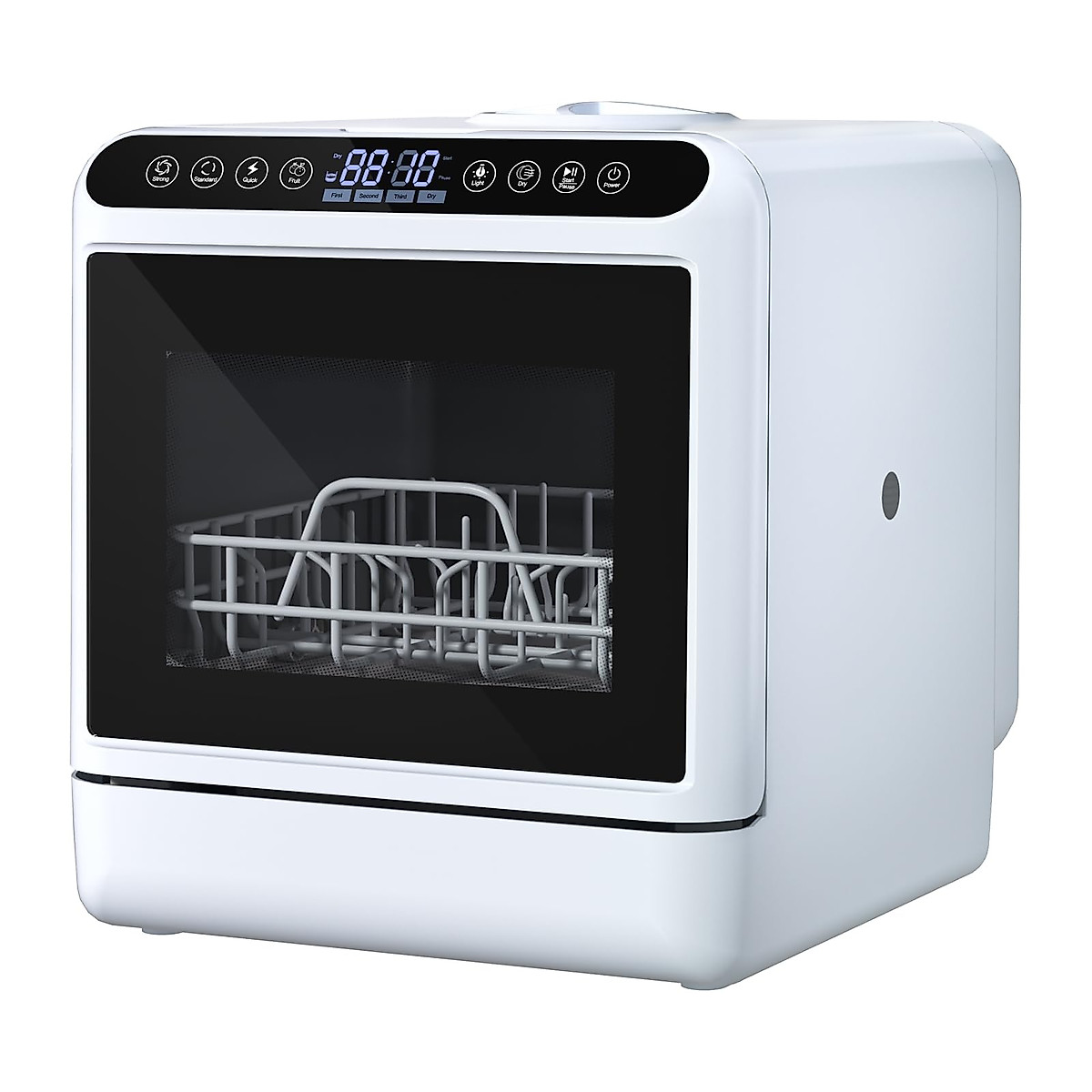 ymtiolze Portable Dishwasher Countertop with 5L Built-in Water Tank, No Hookup Needed, 6 Programs,360° Dual Spray,High-Temp& Air-Dry Function,Mini Dishwasher for RVs White