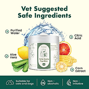 Blazego Ear Finger Wipes for Pets, Dog Ear Cleaner, Natural Ingredients, Remove Earwax & Odor for puppy, Relieve Ear Itching and Prevent Infection, Non-irritative and Convenient, 50 Counts