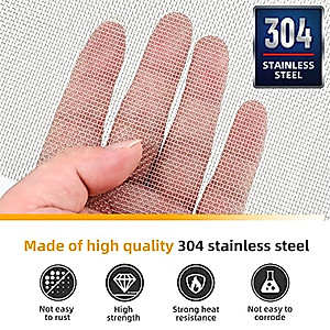 AggFencer 4 Pcs 12x8 Inch 304 Stainless Steel Mesh Screen, Multipurpose Metal Screen for Vent, Filter, Garden, Window, 0.85mm Hole 30cmX21cm