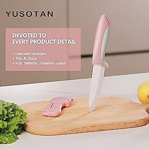 YUSOTAN Ceramic Paring Knife - 4-Inch with Sharp Ceramic Blade and Unique Hippopotamus Cover - Handle Fruit and Vegetables Kitchen Knife (Pink)