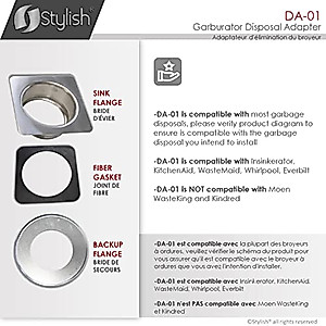 Stainless Steel Kitchen Sink Garbage Disposal Adapter for Square Drain Hole, DA-01