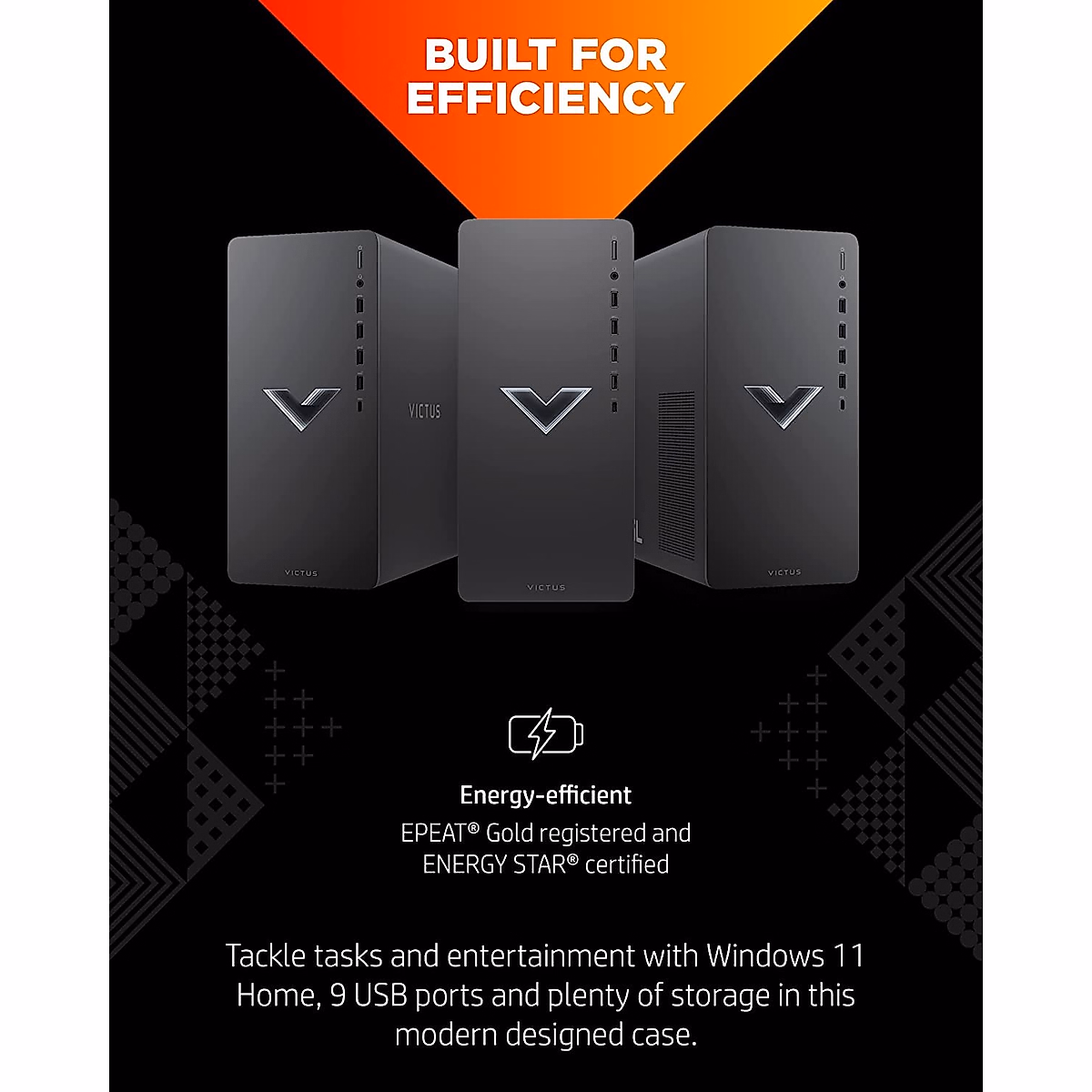 HP 2023 Newest Victus 15L Gaming Desktop, AMD Ryzen 7 5700G(> i9-10920X), AMD Radeon RX 6600 XT 8GB(> RTX 3060), 32GB 3200MHz RAM, 1TB NVMe SSD, WiFi 6, RGB Light, Type-A&C, W11, Bundled w/Accessories