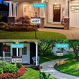 Address Sign, LIANYIPASS Solar House Numbers for Outside Modern Plaque Waterproof House Number Sign Lighted Up for Yard Driveway Street with Stakes