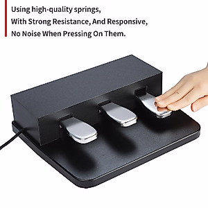 3-Pedal For Digital Keyboards Pianos,Three Foot Pedal Unit Compatible With Yamaha P125, P121, P515, DGX670 Electric Digital Pianos