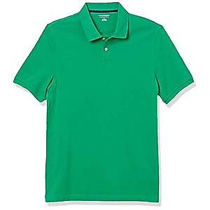 Amazon Essentials Men's Slim-Fit Cotton Pique Polo Shirt, Green, Large