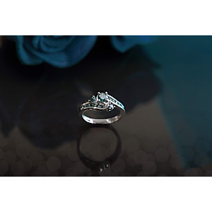 Dazzlingrock Collection 0.90 Carat (Ctw) 14k Round Blue Diamond Women Swirl Bridal Engagement Ring Set, White Gold, Size 5.5