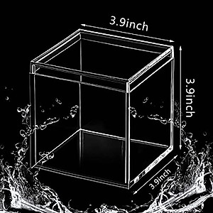 8 Pieces Clear Acrylic Plastic Jewelry Box Mini Storage Box Mini Cube Containers with Lids Storage Candy Box for Candy Pill and Tiny Jewelry (Square, 3.9 x 3.9 x 3.9 Inch)