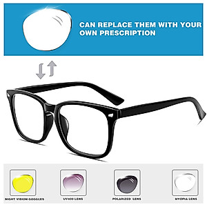 WOWSUN Unisex Stylish Nerd Non-prescription Glasses Clear Lens Eyeglasses Fashion Nerd Glasses Frames Fake Eye Glasses (2 PACK Leopard Black Frame)