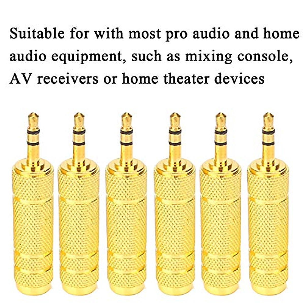 Eledabra 6PCS 3.5mm 1/8" Male Plug TRS to 6.35mm 1/4" Female Stereo Jack Adaptor-Gold Plated Converte,for Audio Earphone,Headphones ect