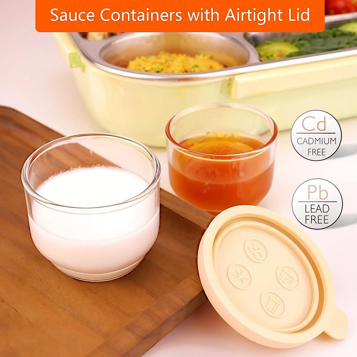 Matifaner Salad Dressing Container To Go, 2.7 oz Glass Small Condiment Container with Lids, Dipping Sauce Cups for Lunch Box, Leakproof Reusable Sauce Containers, Salad Jars Meal Prep (2.7oz×4pcs)
