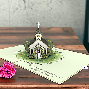 Rykamia Church Pop Up Wedding Card, Blank Church Wedding Card, Religious Wedding Card, Church Card For New Couple, Church Wedding Gift, Wedding Cards For Bride And Groom, Christian Card For Couple