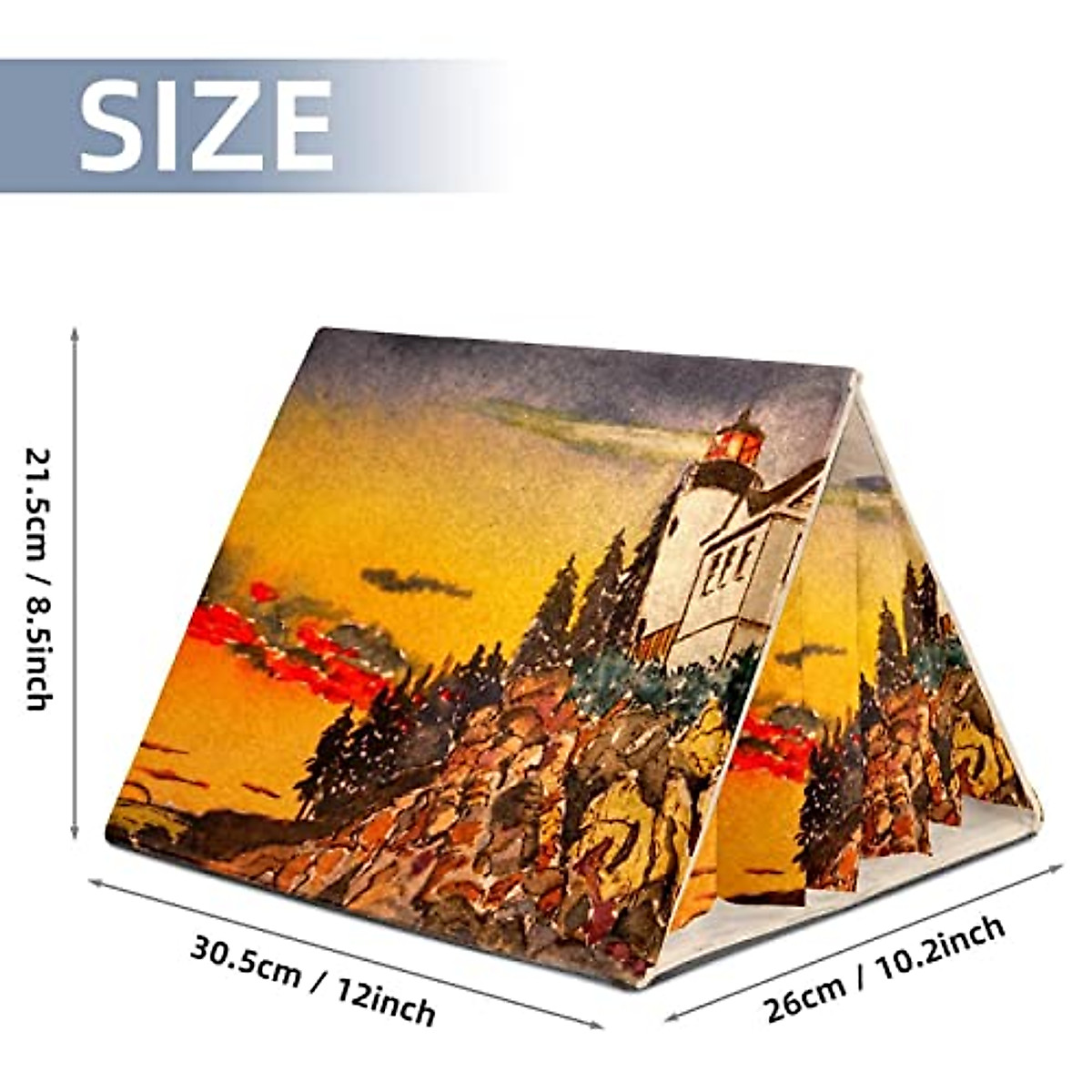 RATGDN Small Pet Hideout Watercolor Painting Lighthouse Hamster House Guinea Pig Playhouse for Dwarf Rabbits Hedgehogs Chinchillas