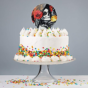 Acrylic Dia de los Muertos Day of the Dead Woman Tattoo Cake Topper Party Decoration for Wedding Anniversary Birthday Graduation