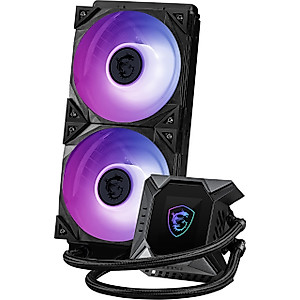 MSI MPG CORELIQUID K240 V2 AIO CPU Liquid Cooler - LCD Pump with 60mm Fan, 2 x 120mm ARGB Fans, Evaporation-Proof Tubing, GI Cooling & Mystic Light Software Support - AMD & Intel Socket Compatible