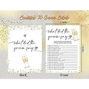What Did the Groom Say Bridal Shower Game, Wedding Shower and Bachelorette Party - Set of 30 Cards, Gold Champagne Bridal Wedding Activities Game Cards for Guests, Bridal Shower Party Decorations-LK1