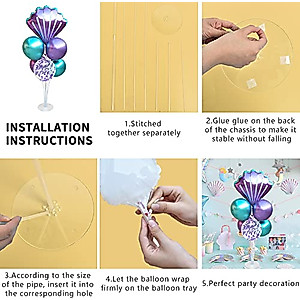 Mermaid Table Centerpiece Balloons Stand Kit 2 Sets with 2 Sea Shells Foil Balloons 14 Purple Blue Latex Balloons for Birthday Beach Mermaid Theme Sea Theme Party Mermaid Birthday Decorations