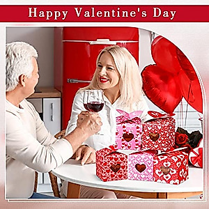 120 Pieces Valentine Cookie Boxes Valentine Treat Boxes with Window Heart Cupcake Boxes Valentines 3 Inch Valentines Candy Goody Container for Valentines Wedding Birthday Party Favors