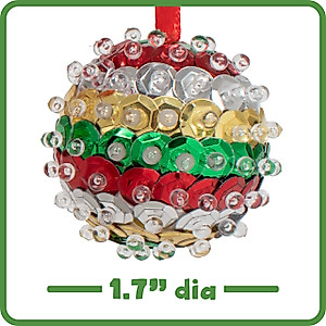 READY 2 LEARN- Create Your Own Sequin Ornaments - Set of 6 - Christmas Crafts for Kids - Christmas Tree Decorations - All Materials Included, Green,Red,Silver