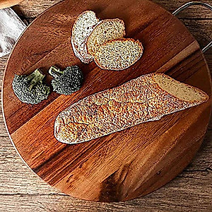 GULRUH Wood Cutting Boards for Kitchen, Kitchen Stuff Cutting Board Wooden Round Fruit Bread Steak Pizza Cutting Board Board Pot Cut Chess Piece Acacia Board Non-Stick and Durable Kitchen Tools (Size