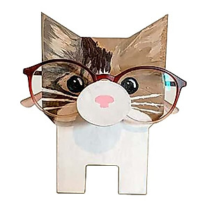 Creative Animal Glasses Holder, Wooden Eyeglass Stand, Pet Glasses Stand, Christmas Creative Eyeglasses Holder Animal, Christmas New Year Gift Home Office Desktop Decor (D)