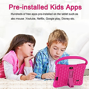 Kids Tablet, 7 inch Tablet for Kids 3GB RAM 32GB ROM Android 11 Toddler Tablet with Bluetooth, WiFi, GMS, Parental Control, HD Dual Camera, Shockproof Case, Google Play, Netflix, YouTube(Pink)