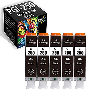 5-Pack ColorPrint Compatible PGI250XL Black Ink Cartridge Replacement for Canon 250 PGI-250XL PGI250 XL Ink Cartridge fit for PIXMA MG5420 MG5520 MG5620 MG6320 MG6320 MG6420 MG7120 MX722 MX922 Printer