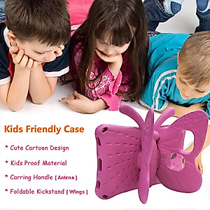 Tading Universal Kids Case for Sunshine T1 Tablet/Sunshine T1 Elite Tablet Case, Shockproof Light Weight Protective Stand Cover for Cloud Mobile Sunshine T1 Tablet 8 inch, Cute Butterfly - Magenta