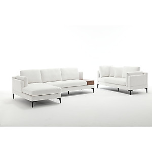 Morden Fort Modern 135" Comfy Cloud Couch U Shaped Large Sectional Sofa and Loveseat Set with Reverisble Chaise 4 Seater Couches L Shape for Living Room, Linen Fabric, Beige