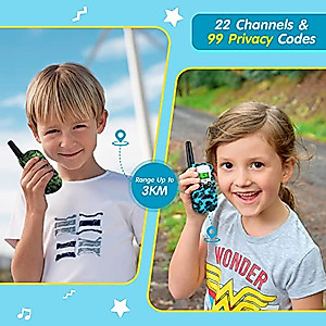 GINMIC Walkie Talkie for Kids, Toys for 3-12 Year Old Boys Girls with Backlit LCD Flashlight, Kids Walkie Talkies Long Range 22 Channels 2 Way Radio for Hiking Camping, Xmas Birthday Gift Present