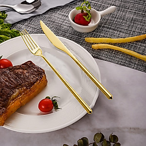 Thomaso 30 Piece Gold Silverware Set for 10,18/10 Stainless Steel Premium Cutlery With Unique Tapered Handles Design,Gold Spoons and Forks Set,Gold Plated Kitchen Utensil Set,Dishwasher Safe