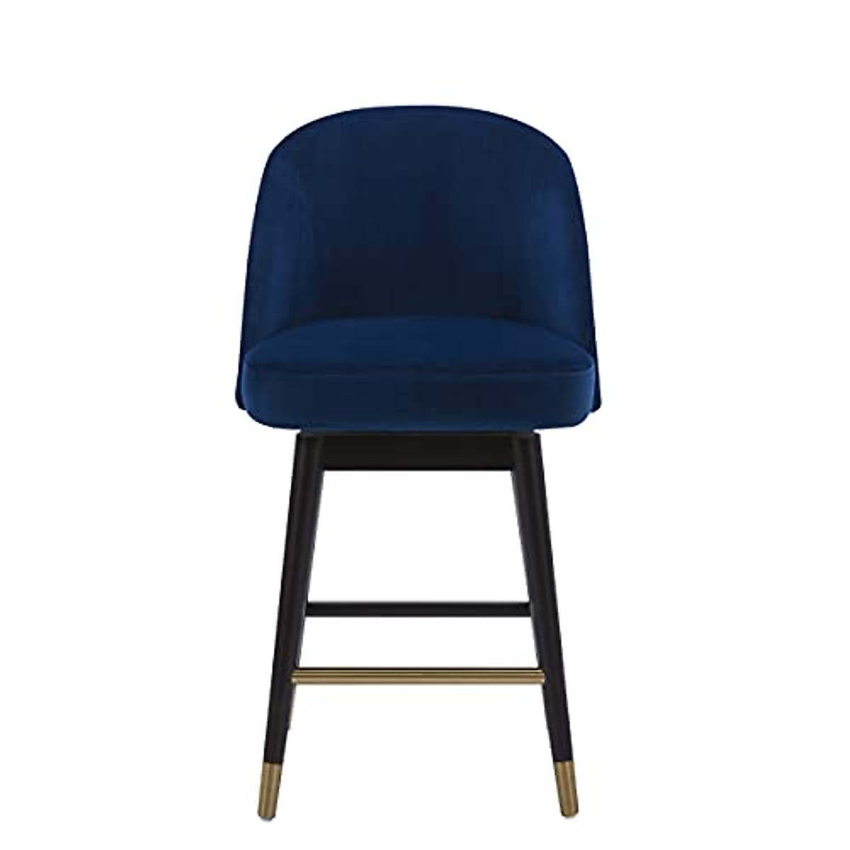 Amazon Brand - Rivet Contemporary Upholstered Counter-Height Swivel Bar Stool with Wood Legs, 37"H, Blue Velvet