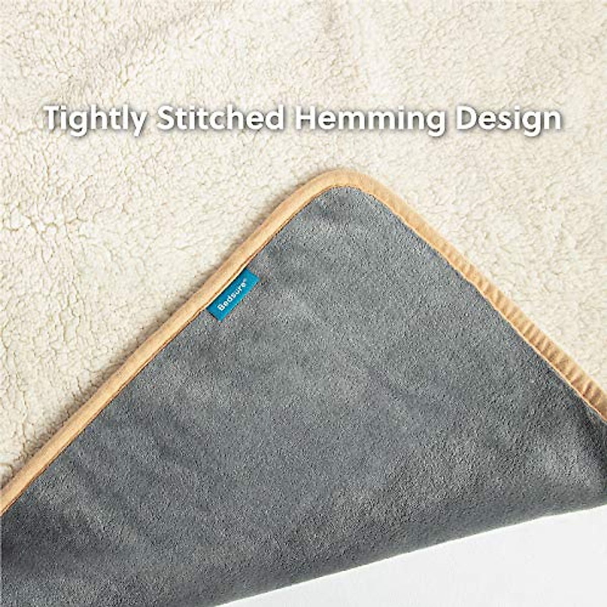 Bedsure Waterproof Dog Blankets for Small Dogs - Small Cat Blanket Washable for Couch Protection, Sherpa Fleece Puppy Blanket, Soft Plush Reversible Throw Furniture Protector, 25"X35", Grey