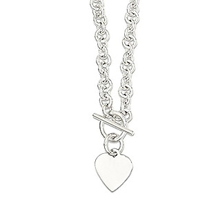 IceCarats 925 Sterling Silver Engraveable Heart Love Disc Link Necklace 18 inch Chain Toggle Clasp