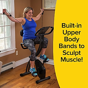 BulbHead As Seen On TV Slim Cycle Stationary Bike, Most Comfortable Exercise Machine, Thick, Extra-Wide Seat & Back Support Cushion, Recline or Upright Position, Twice The Results in Half The Time