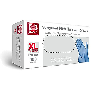 Basic Medical Blue Nitrile Exam Gloves - Latex-Free & Powder-Free - NGPF-7004 (pack of 100), X-Large