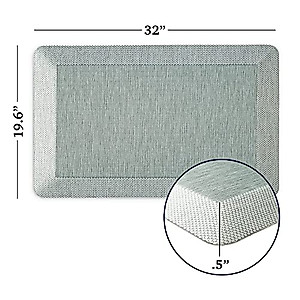 Martha Stewart Mira Modern Heathered Solid Anti-Fatigue Air-Infused Kitchen Mat, Mint Green, 19.6"x32"