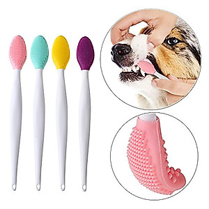 ANTOLL Pets Silicone Soft Head Dog cat with Toothbrush Dog cat Teeth Cleaning Health Care（4-Parks）