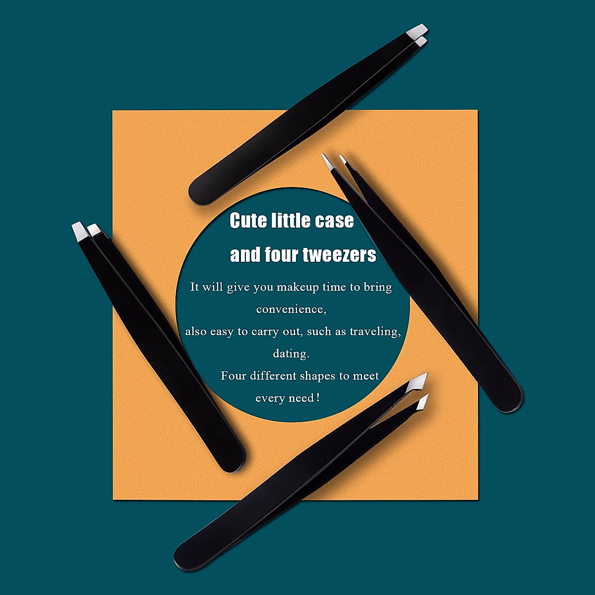 LUDOUPIER [4+1 Pieces] Tweezers Set with Travel Case, Great Precision Upgrade Professional Anti-rust Alloy Tweezers for Women & Men, Multi-purpose as Eyebrows Facial Hair Ingrown Hair Removal