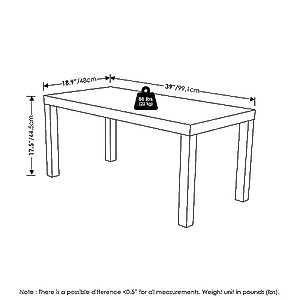 Furinno Classic Simple Coffee Table for Living Room, 38.98 (W) x 17.52 (H) x 18.9 (D) Inches, Black