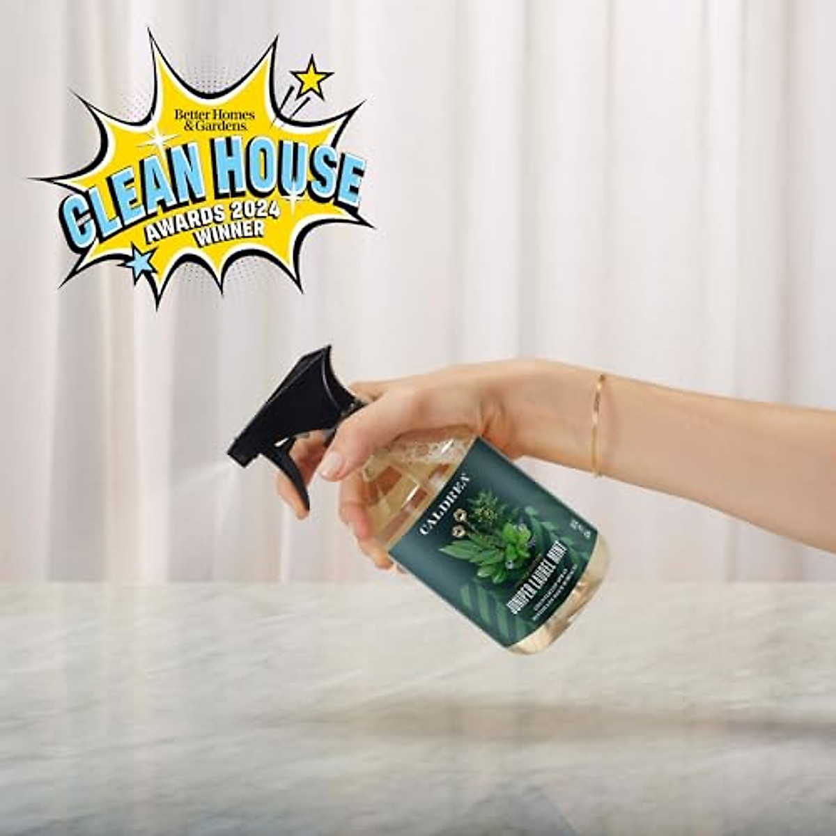 Caldrea Multi-Surface Countertop Spray Cleaner, Made with Vegetable Protein Extract, Juniper Laurel Mint Scent, 16 oz