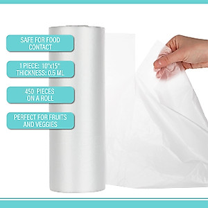 Party Bargains 10" X 15" Plastic Unprinted Produce Bag on a Roll, Bread and Grocery Clear Bag, 450 Bags