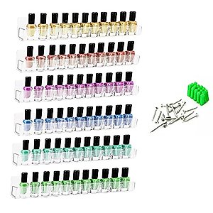 Nail Polish Rack Organizer, 6PCS/Set Acrylic Shelves, Floating Bookshelf for Kids, Shelf for Book Display Makeup Product Spice Organizer, Wall Mounted Shelf